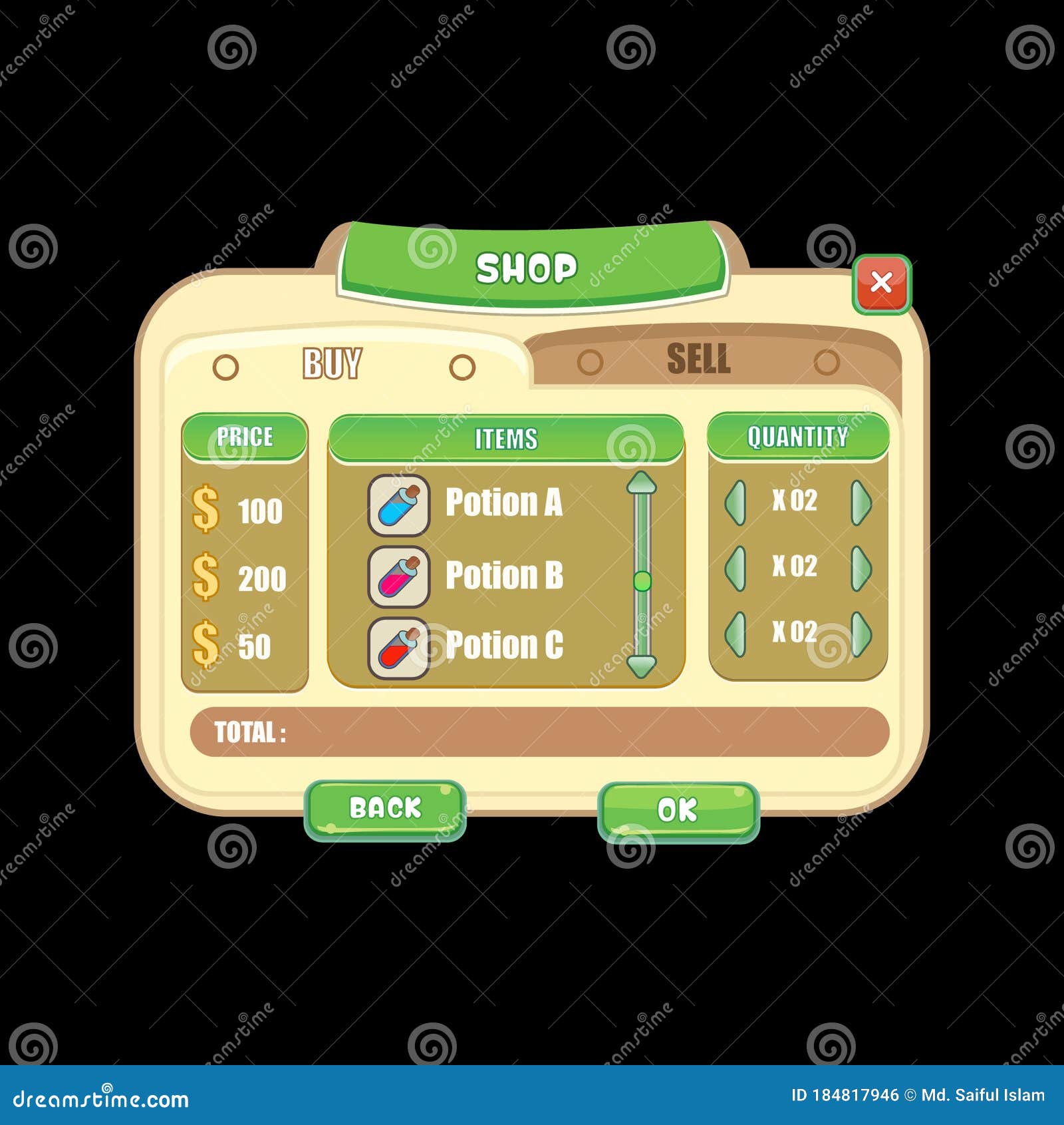 Game Shop Ui Vector Elements Design Stock Illustration - Illustration ...