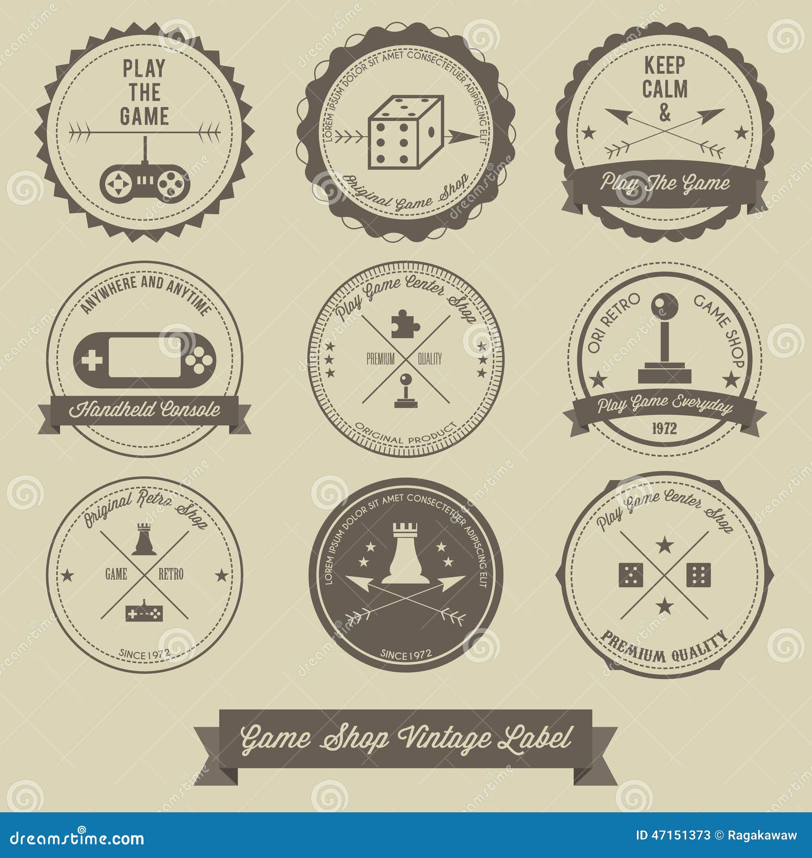 Game Shop Vintage Label Design Stock Vector - Illustration of console ...