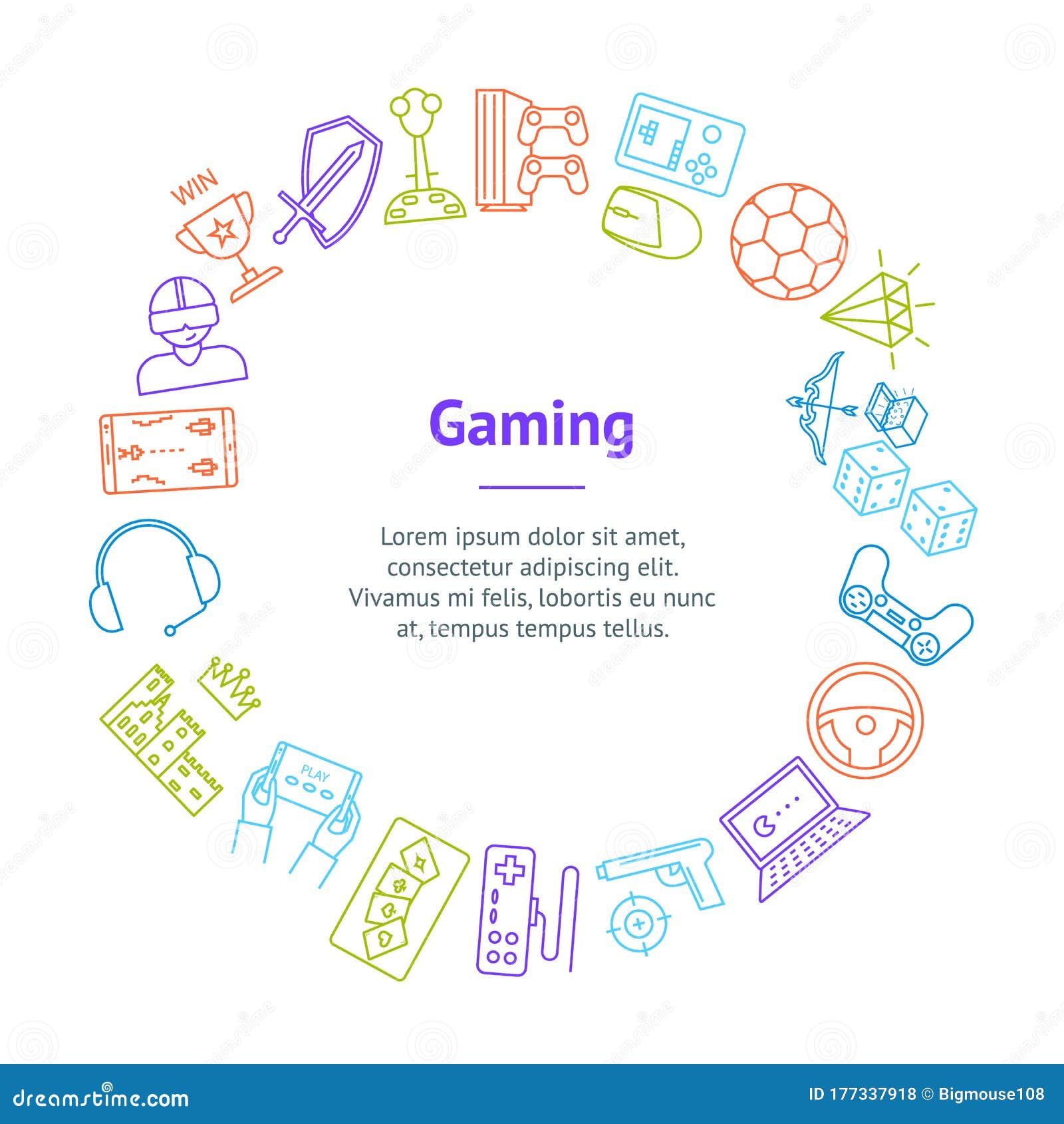 Game Signs Thin Line Icon Round Design Template . Vector Stock Vector ...