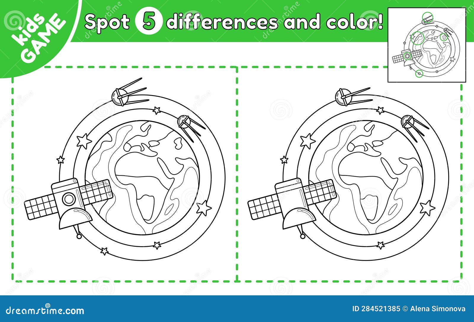 Game Spot Differences with Planet Earth in Space Stock Vector ...