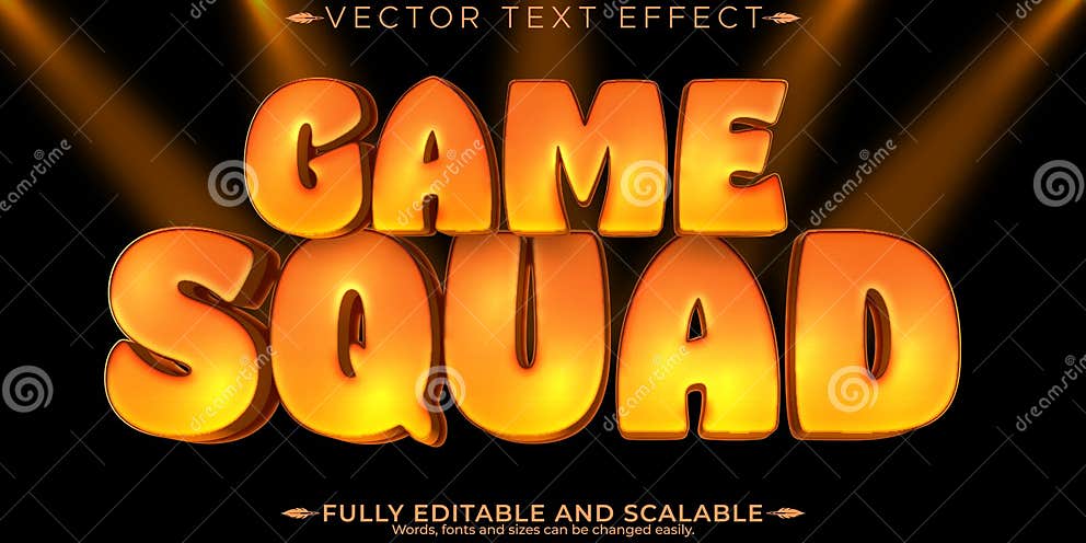 Game Squad Text Effect, Editable Cartoon and Comic Text Style Stock ...