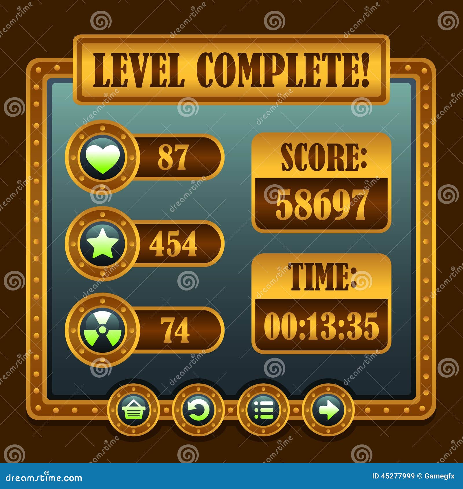 Game Steampunk Level Complete Icons Stock Vector - Illustration of ...