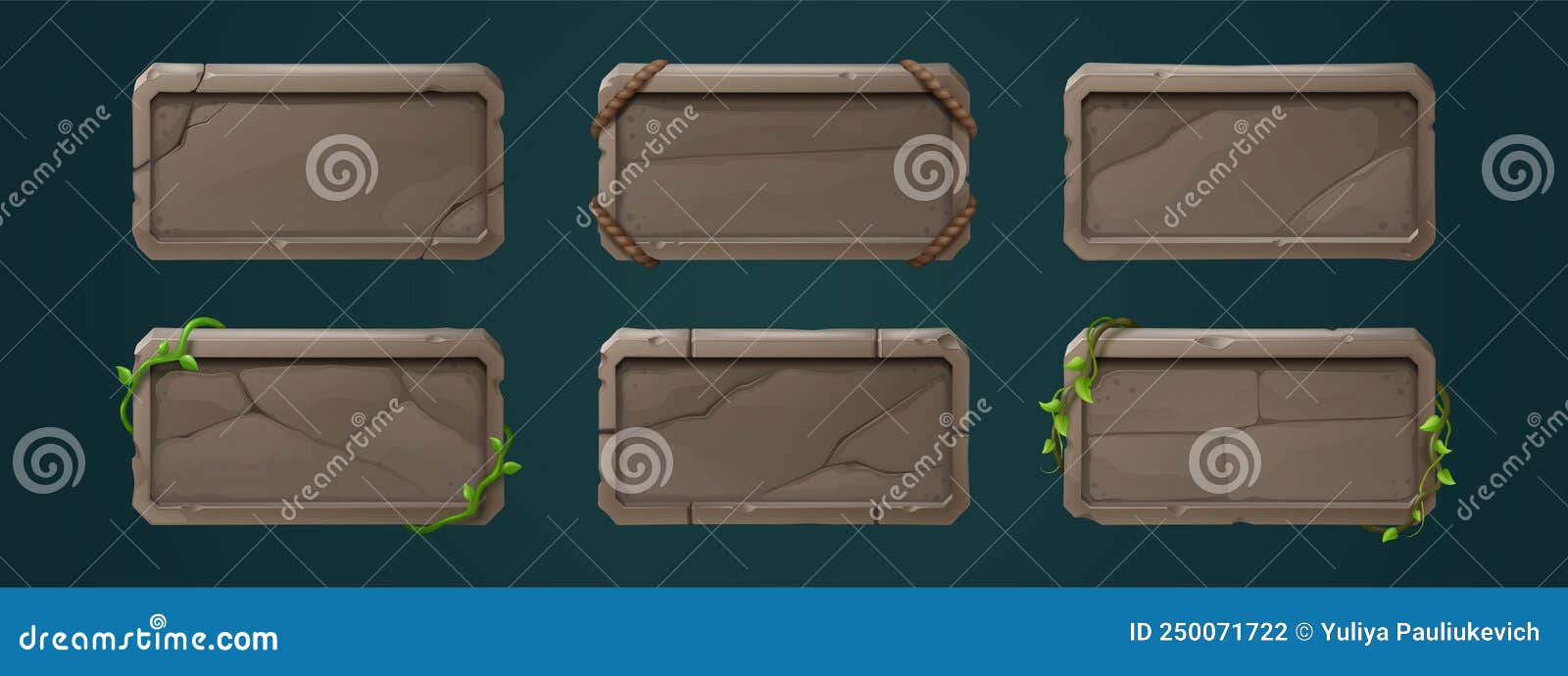 Game Stone Buttons, Rectangular Ui Level Frames Stock Vector ...