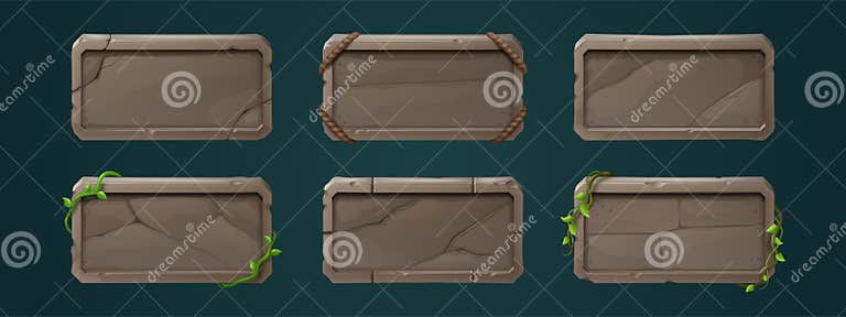 Game Stone Buttons, Rectangular Ui Level Frames Stock Vector ...