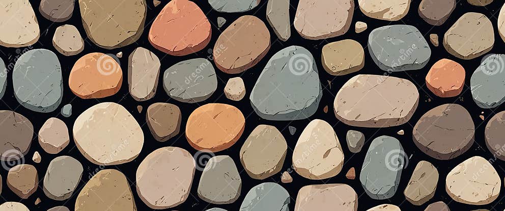 Game Stones Texture Pebbles 2D Illustration. Stock Illustration ...