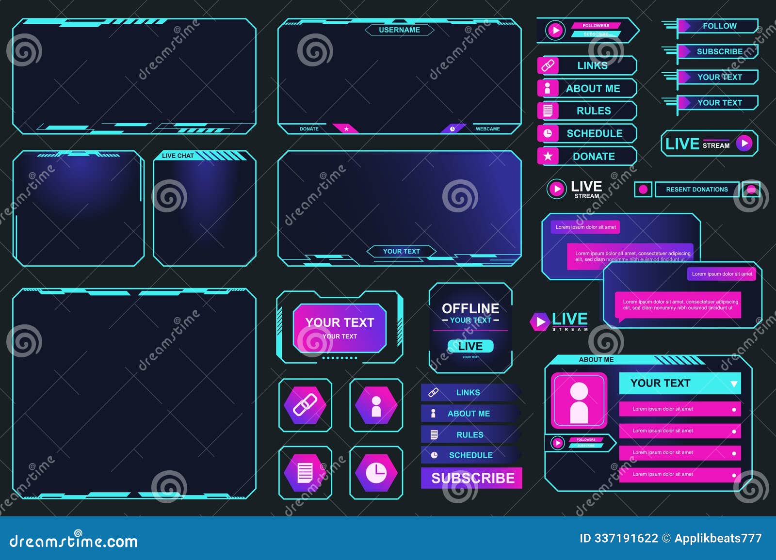 Game Stream Frames Mega Set Elements in Flat Graphic Design. Bundle ...