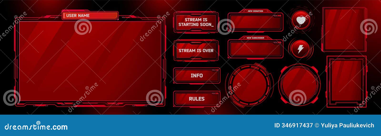 Game Stream Frames. Futuristic Gamers Live Streaming Interface Screen ...