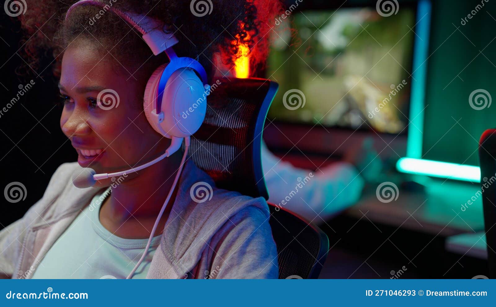 Game Streamer Using Pc Setup Playing Multiplayer First Person Shooter ...