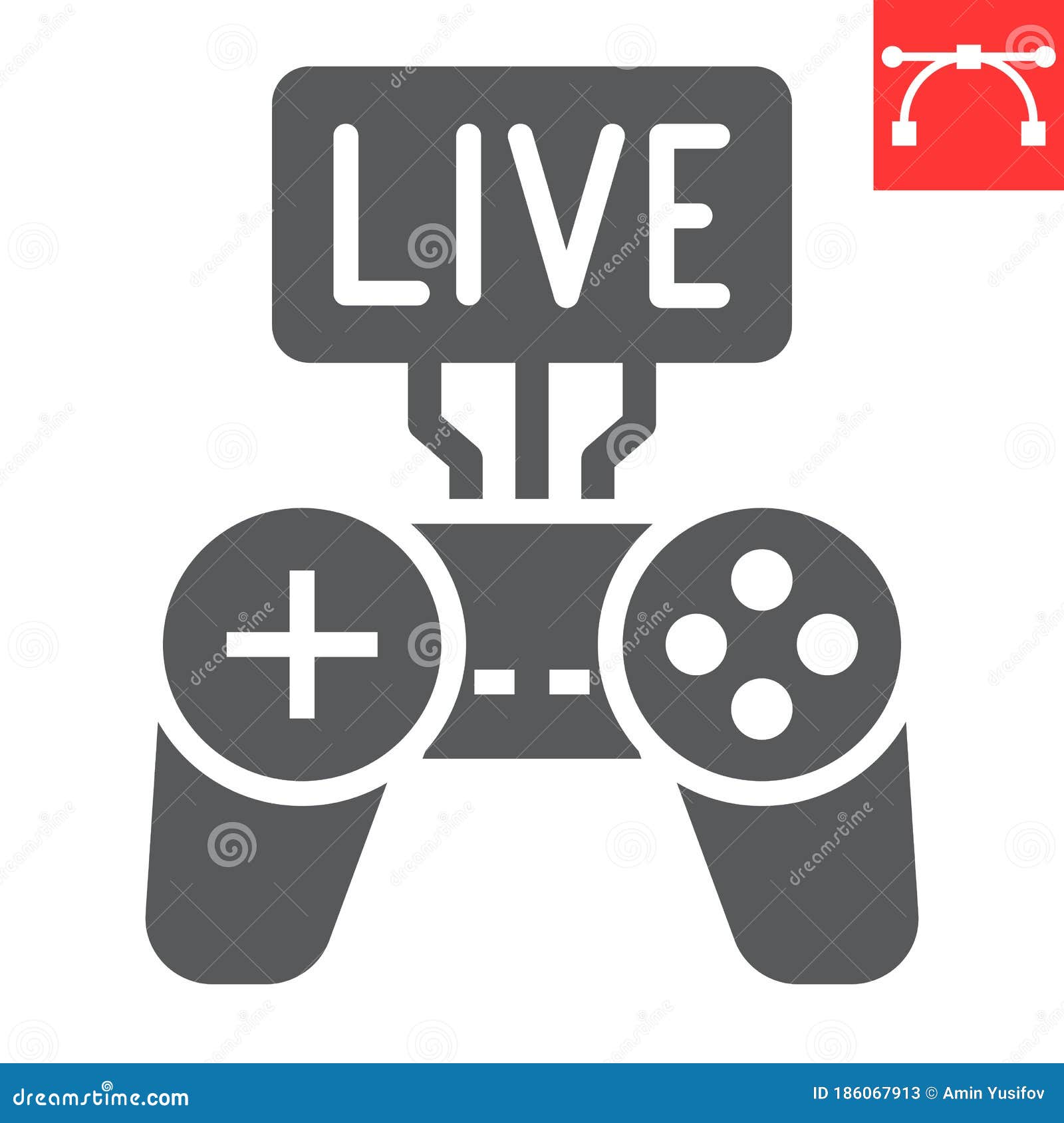 Game Streaming Glyph Icon, Video Games and Stream, Live Stream Sign ...