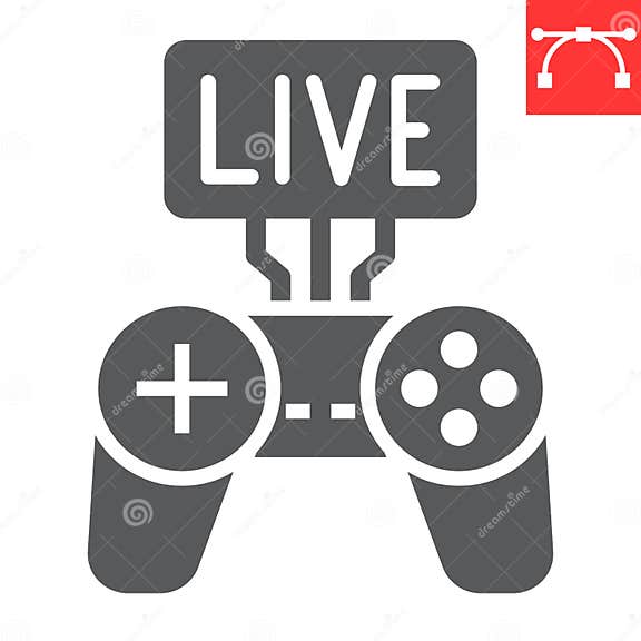 Game Streaming Glyph Icon, Video Games and Stream, Live Stream Sign ...