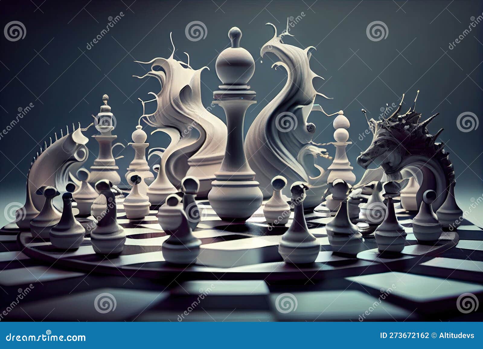 Game of Surreal Chess in Motion, with Pieces Swiftly Moving about the ...