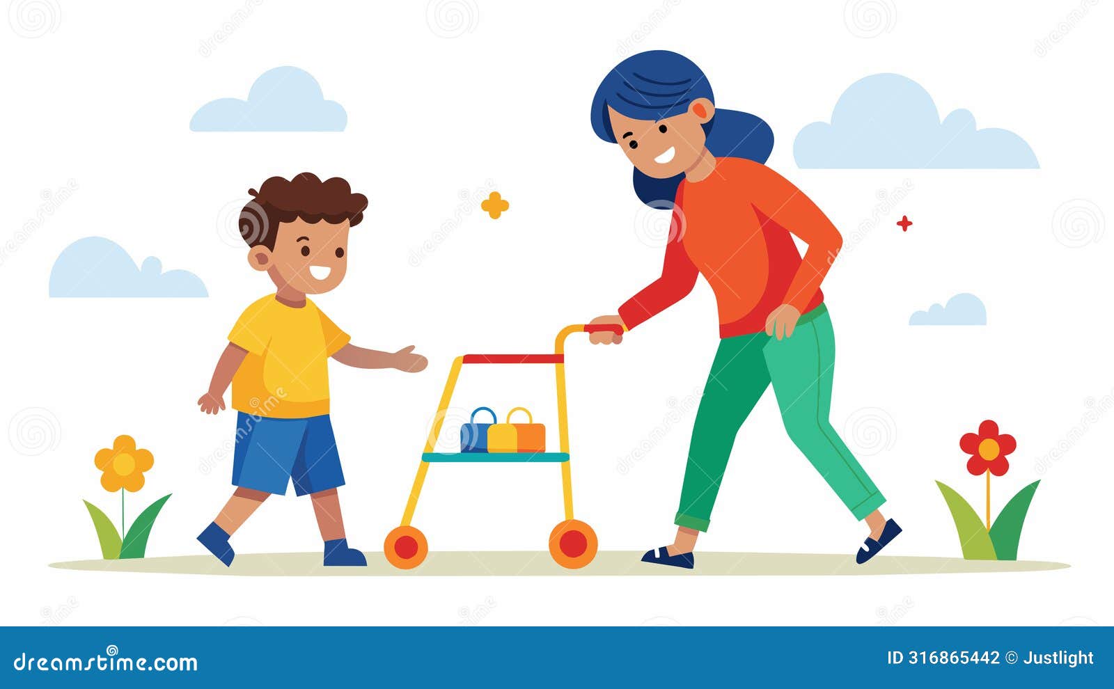 Rules Using Of Shop Cart. Using Shopping Trolley With Children. Correct ...