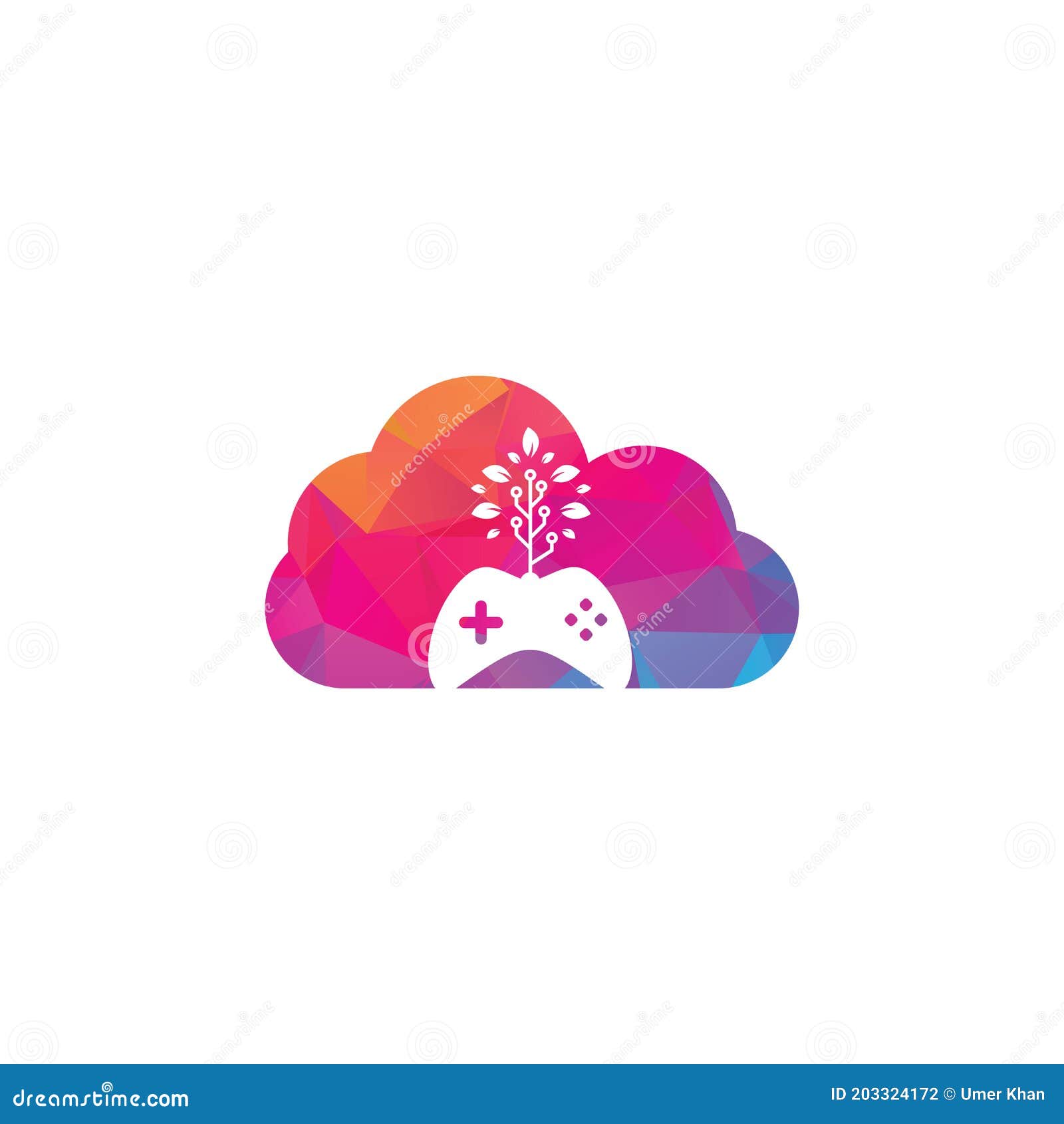 Game and Tech Tree Cloud Shape Concept Logo Design Stock Vector ...