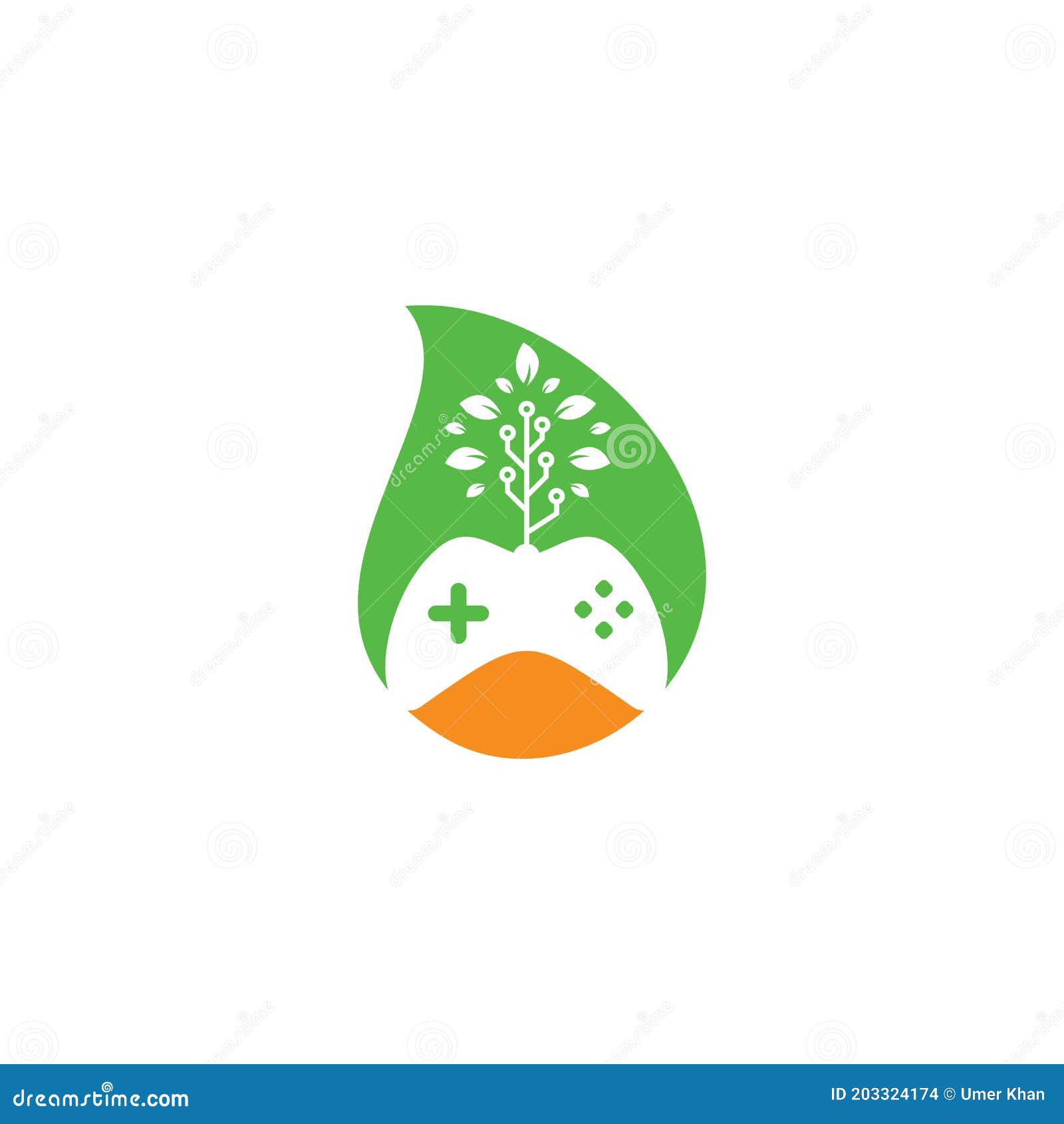 Game and Tech Tree Drop Shape Concept Logo Design Stock Vector ...