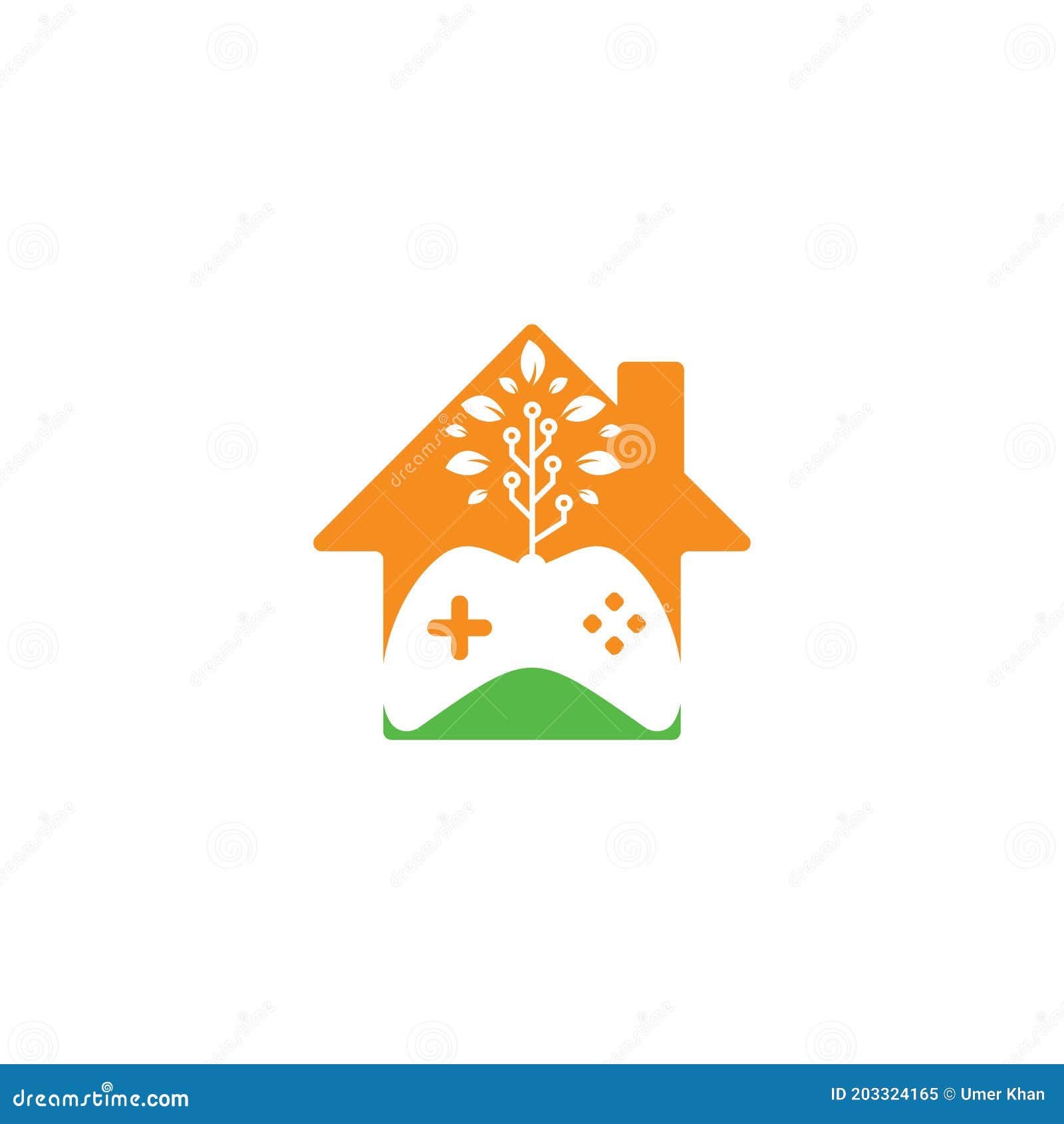 Game and Tech Tree House Shape Concept Logo Design Stock Vector ...