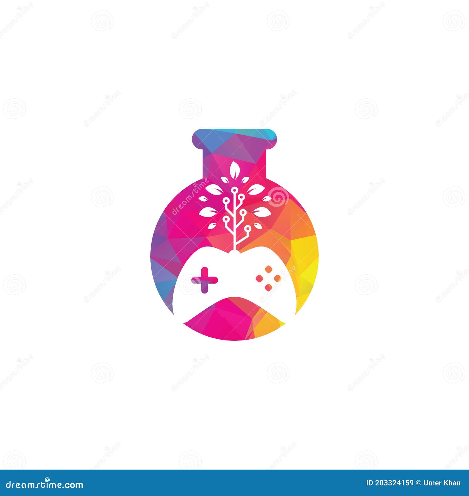 Game and Tech Tree Lab Shape Concept Logo Design Stock Vector ...