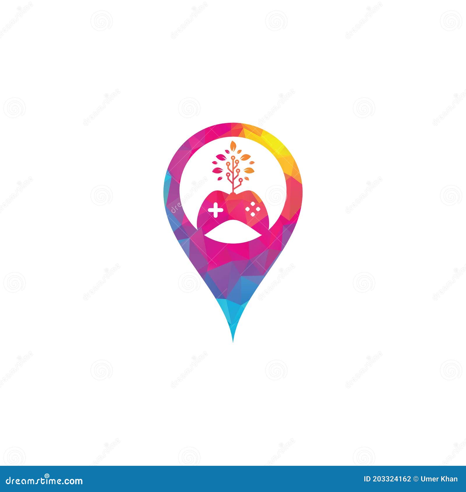 Game and Tech Tree Map Pin Shape Concept Logo Stock Vector ...