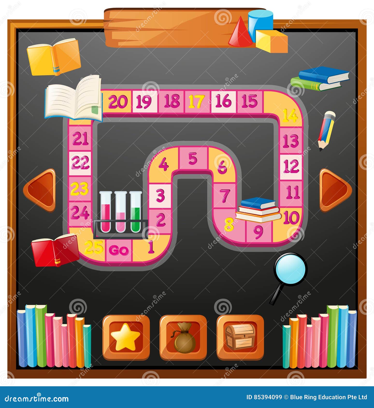 Game Template with Books and Shcool Items Stock Vector - Illustration ...