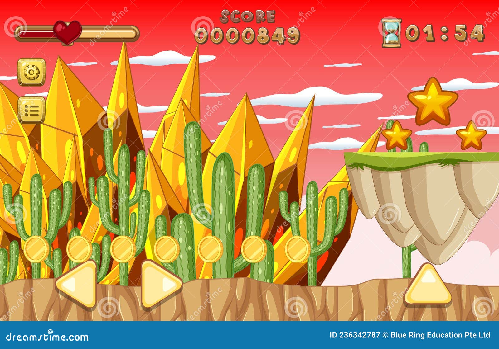 A Game Template Desert Scene Stock Vector - Illustration of journey ...