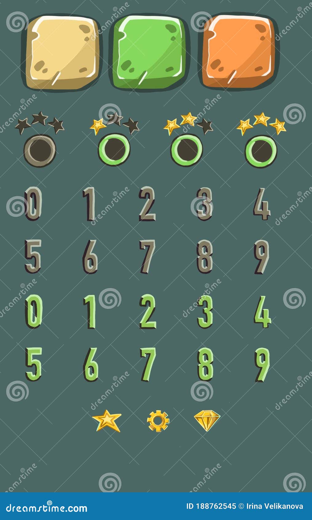 Game Template with Elements of Game Objects Stock Vector - Illustration ...