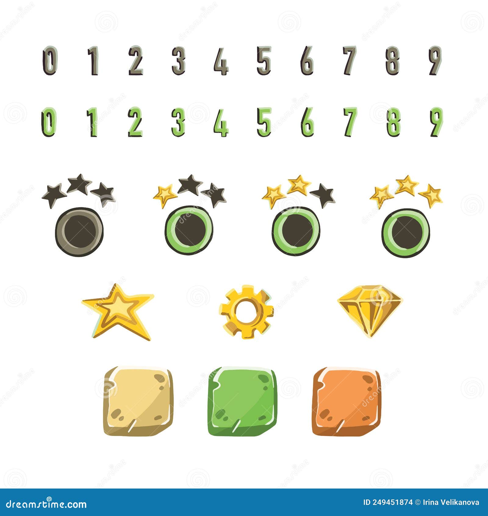 Game Template with Elements of Game Objects. Vector Illustration Stock ...