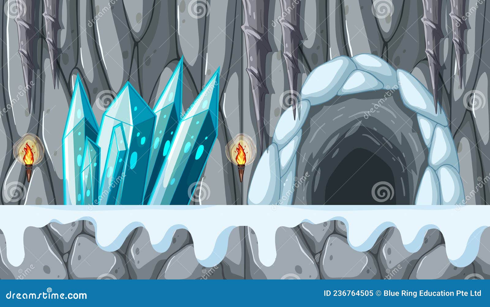 A Game Template Ice Cave Scene Stock Vector - Illustration of adventure ...
