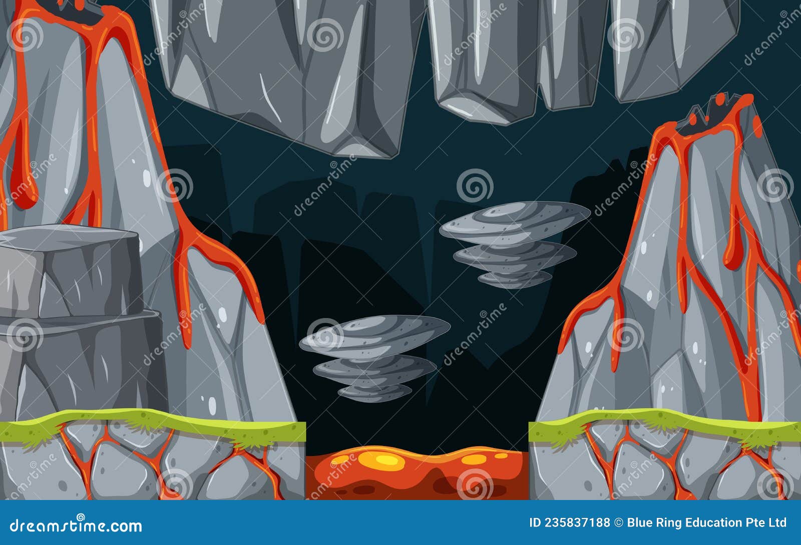 Lava Cave Top Down Game Tileset Cartoon Vector | CartoonDealer.com ...