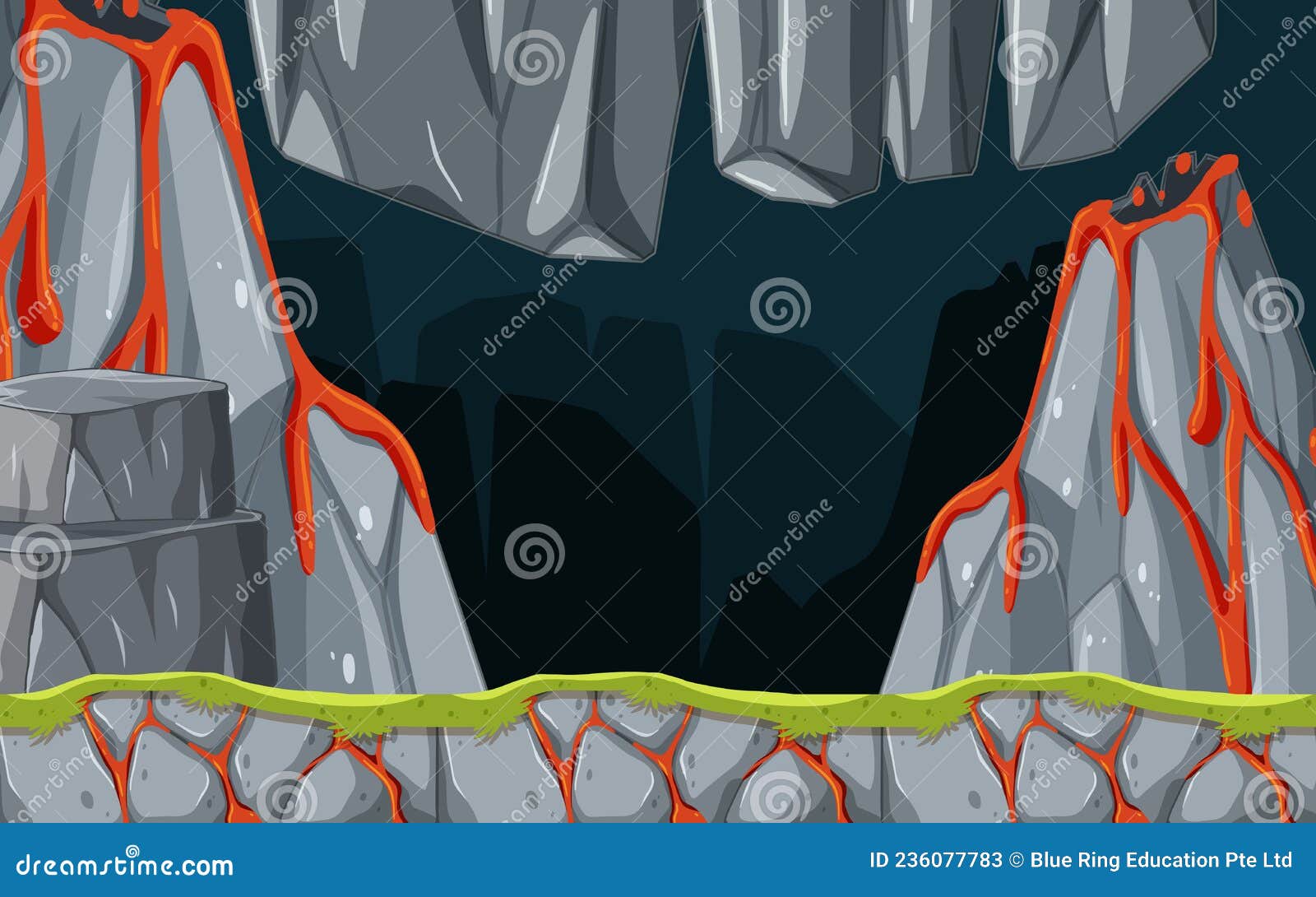 Lava Cave Platformer Tileset Cartoon Vector | CartoonDealer.com #116805103