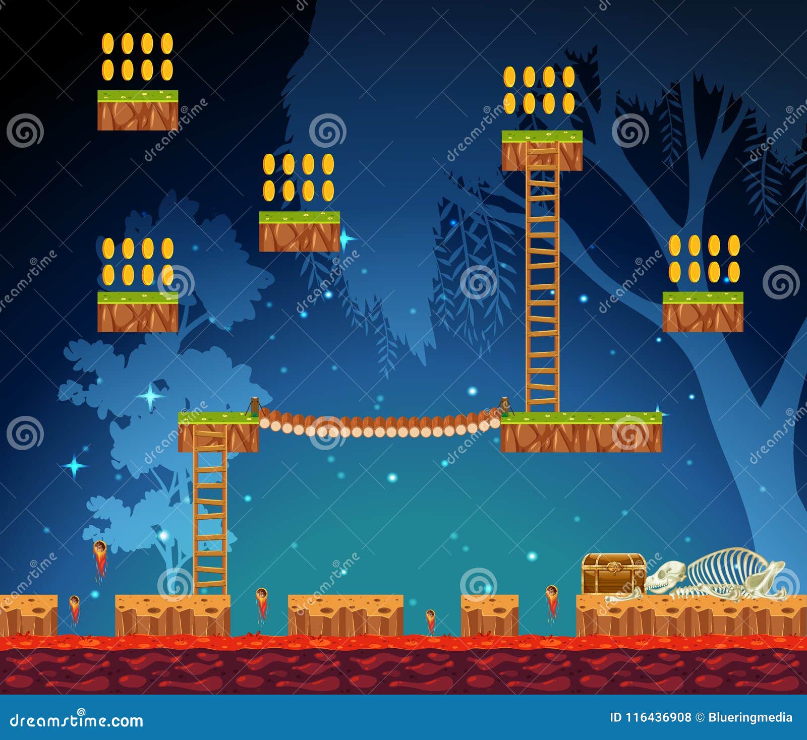 Game Template at Night Scene Stock Vector - Illustration of casino ...