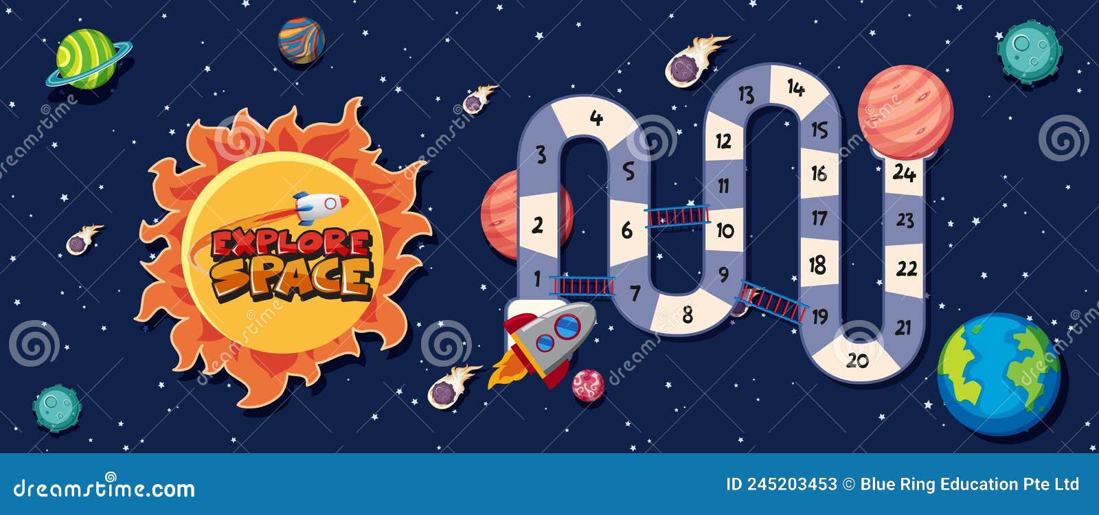 Game Template with Space Theme Background Stock Vector - Illustration ...