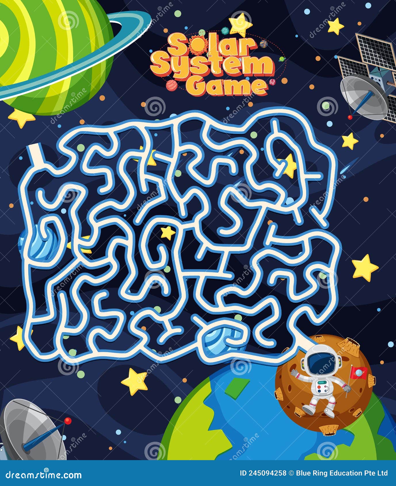 Game Template with Space Theme Background Stock Vector - Illustration ...