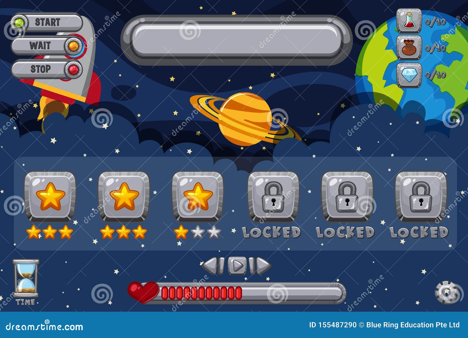 Game Template with Stars in Sky Stock Vector - Illustration of blank ...