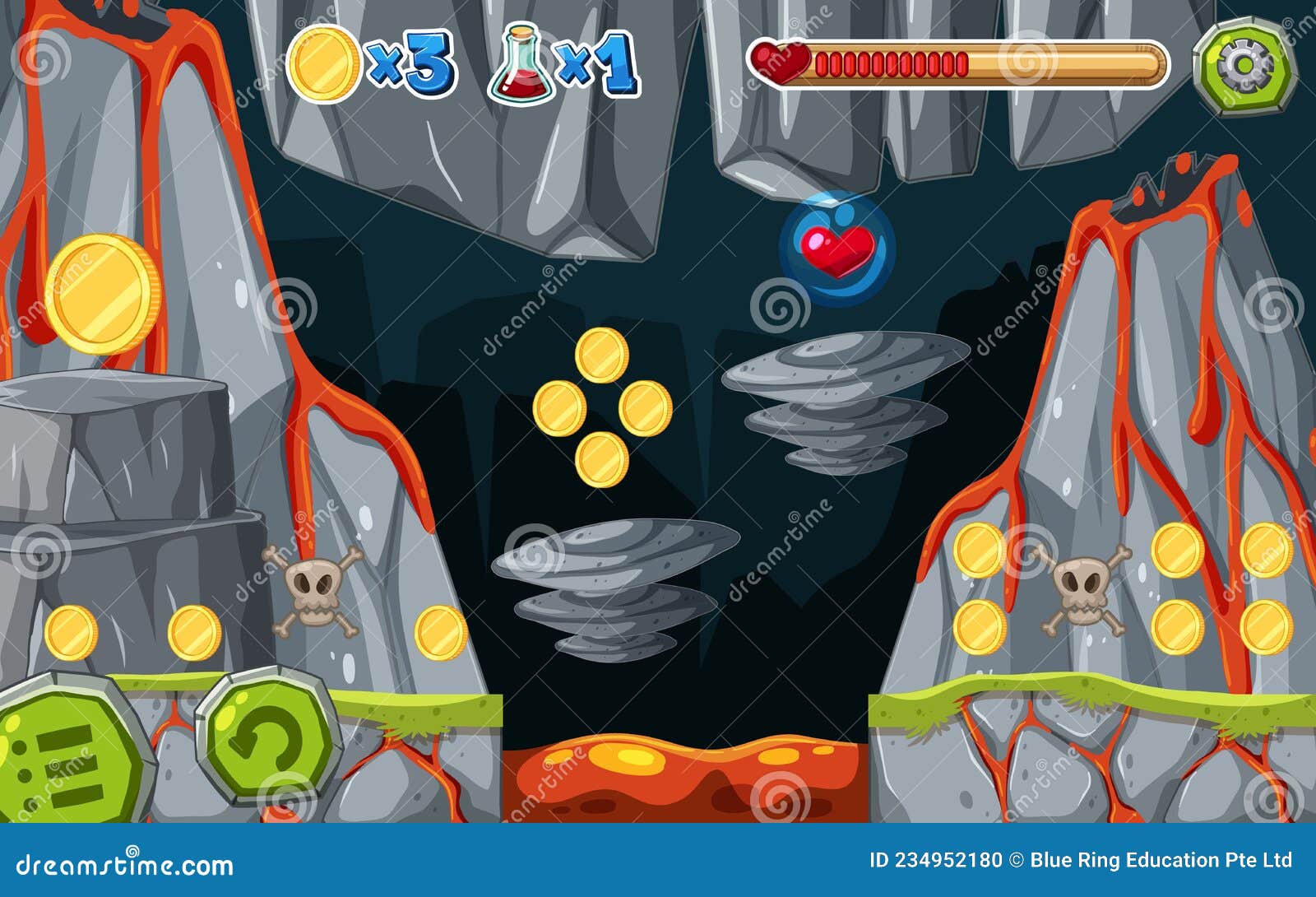 Game Template Stone Cave Scene Stock Vector - Illustration of games ...