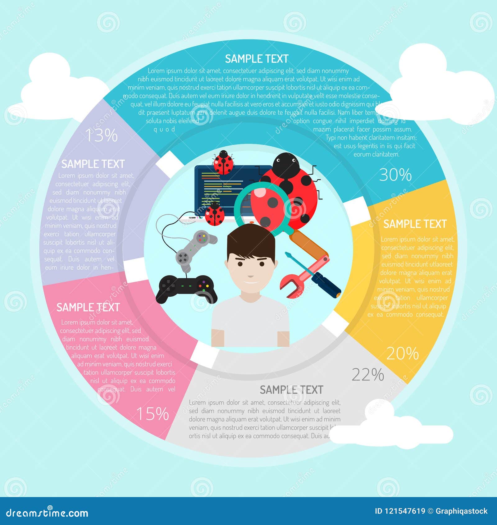 Game Tester Infographic stock vector. Illustration of symbol - 121547619
