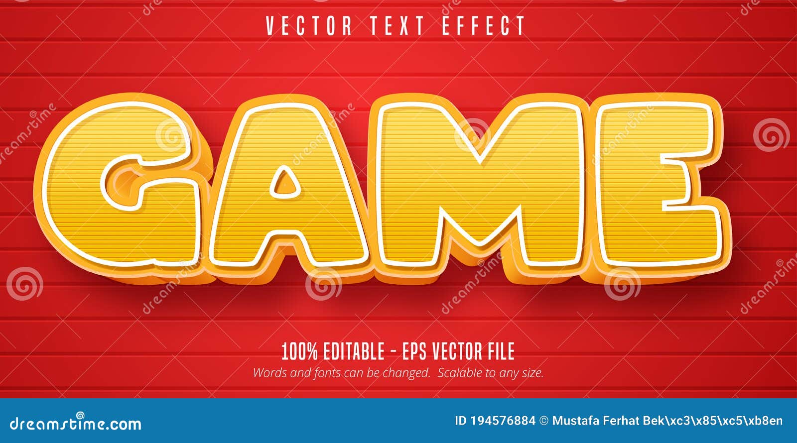 Game Text, Cartoon Style Editable Text Effect Stock Vector ...