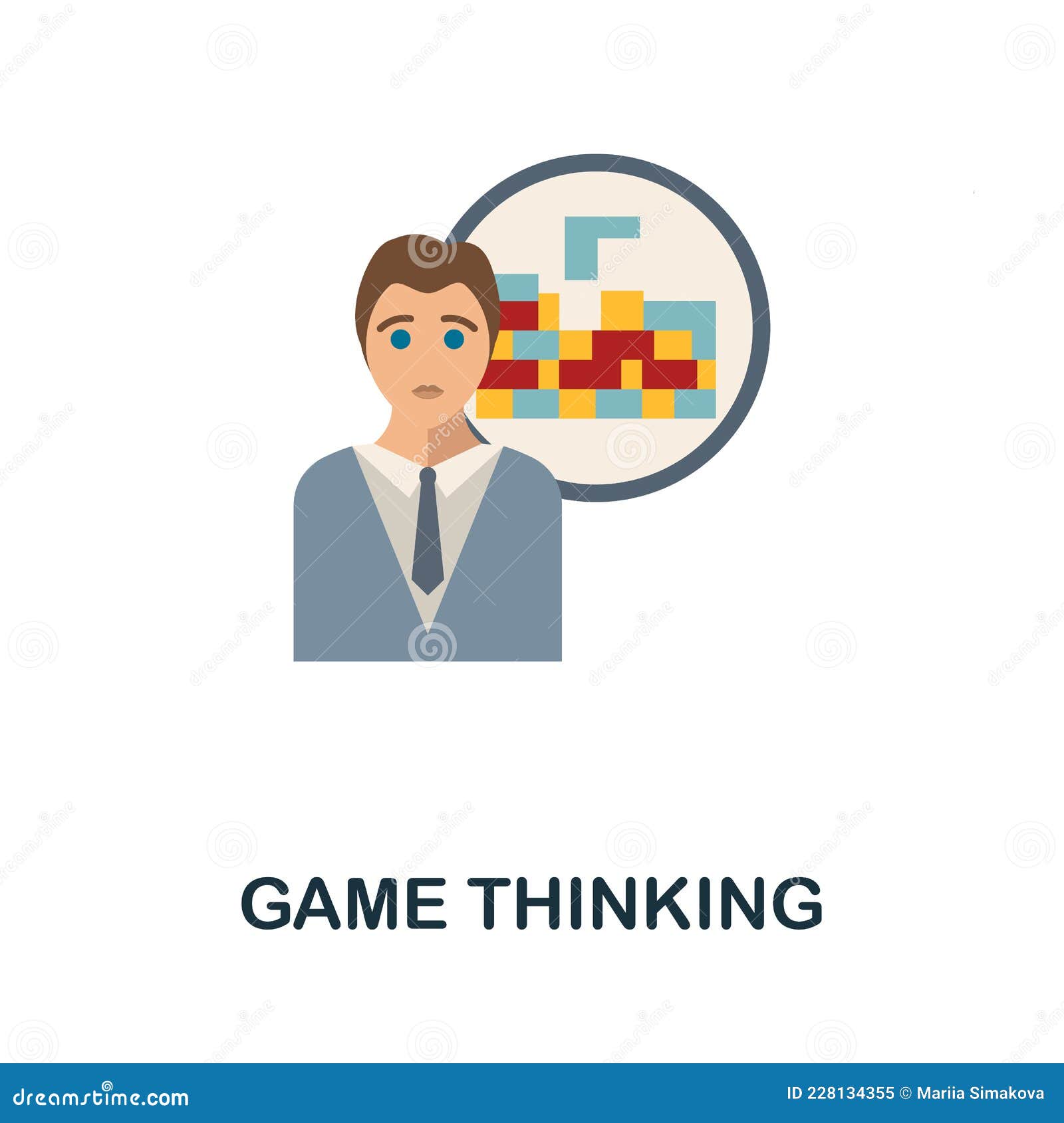 Game Thinking Flat Icon. Simple Sign from Gamification Collection ...