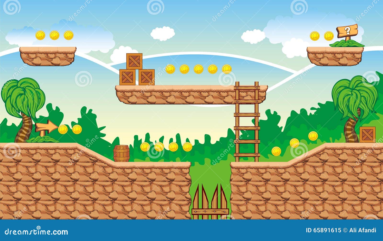 Game tileset 11 stock vector. Illustration of landscape - 65891615