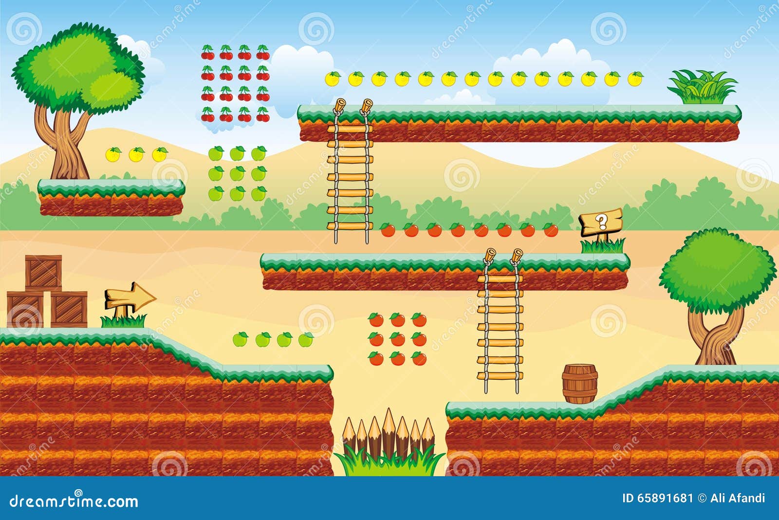 Game tileset 18 stock vector. Illustration of mountain - 65891681