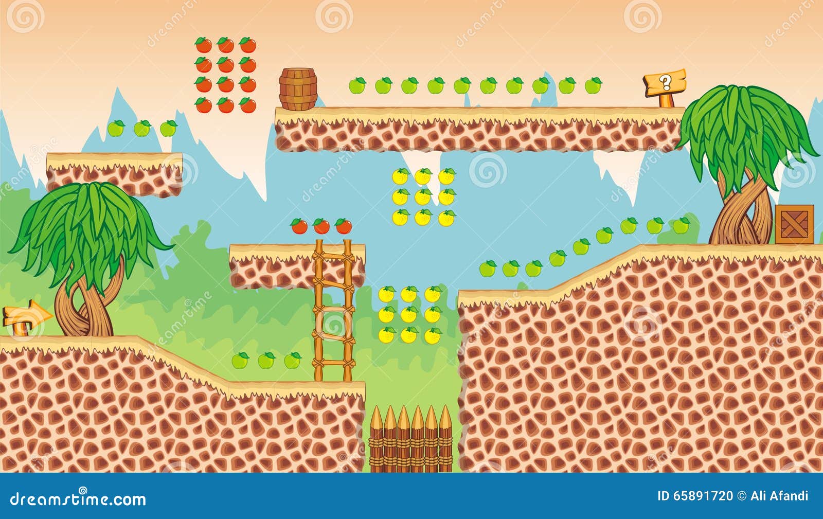 Game tileset 27 stock vector. Illustration of mountain - 65891720
