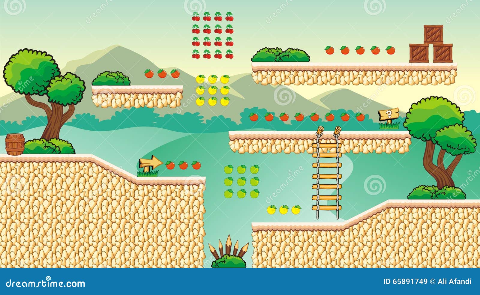 Game tileset 33 stock vector. Illustration of mountain - 65891749