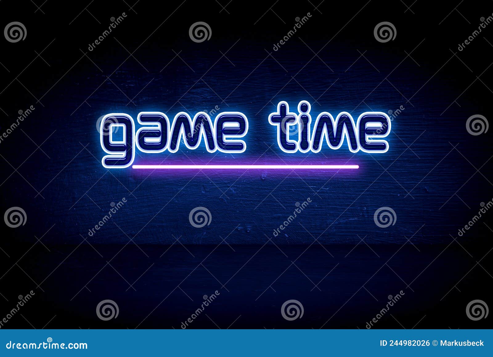 Game Time - Blue Neon Announcement Signboard Stock Photo - Image of ...