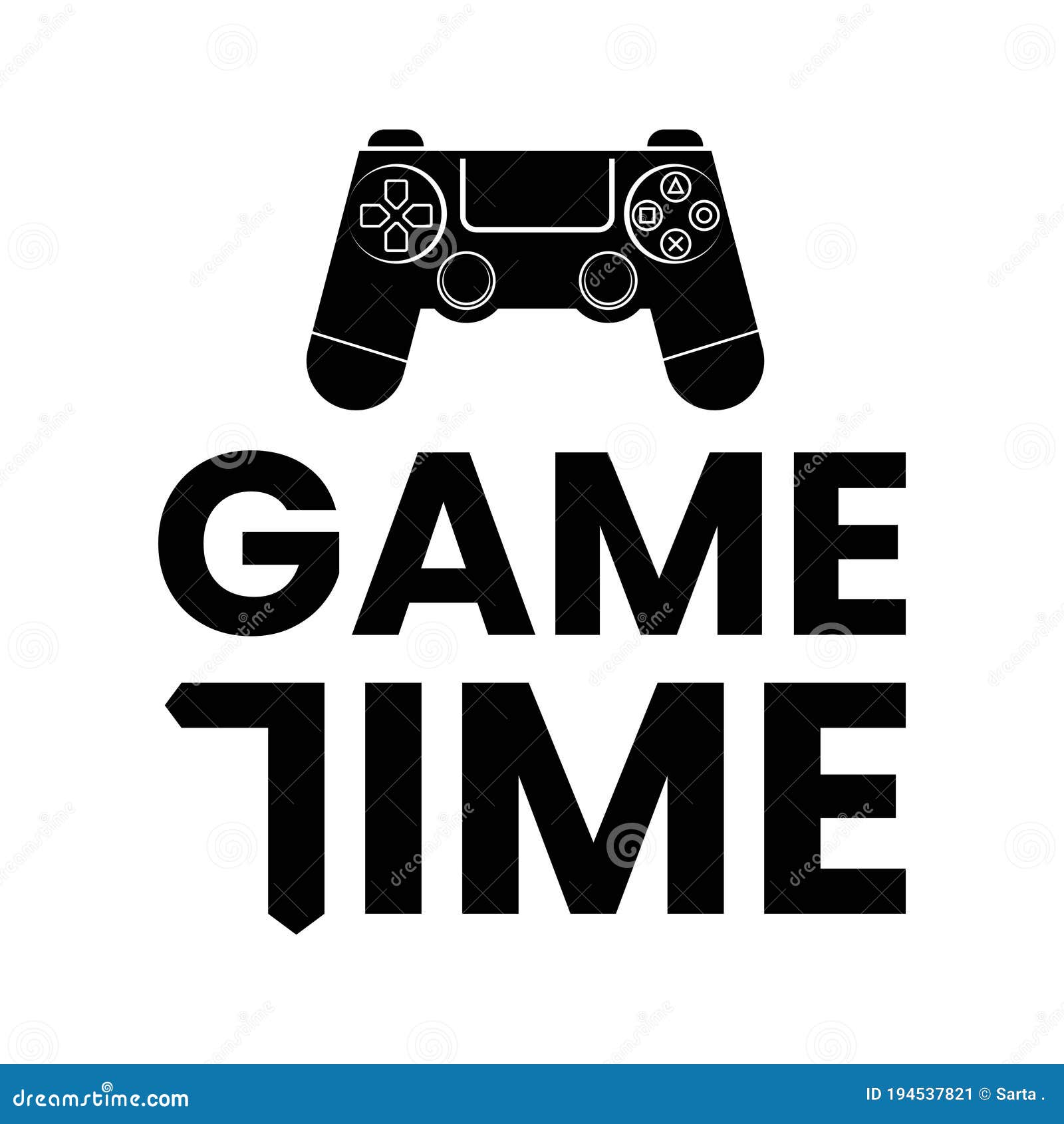 Game Time Typography with Game Controller Icon Stock Illustration ...