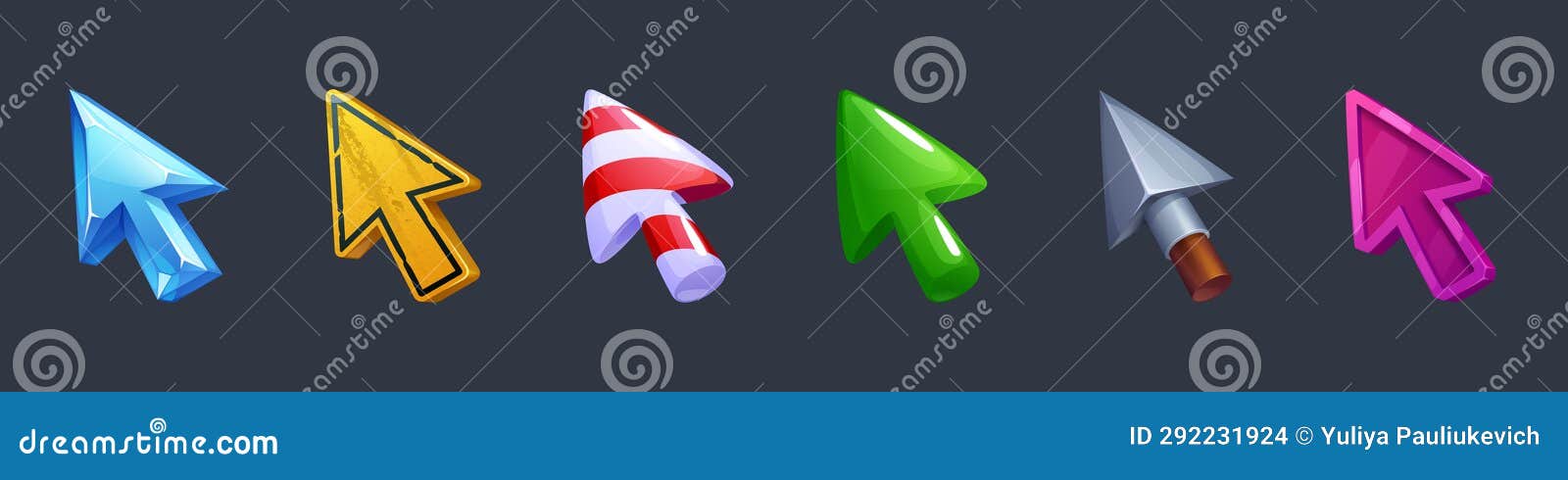 Game Ui Arrow Cursor, Cute Mouse Pointer Vector Stock Vector ...