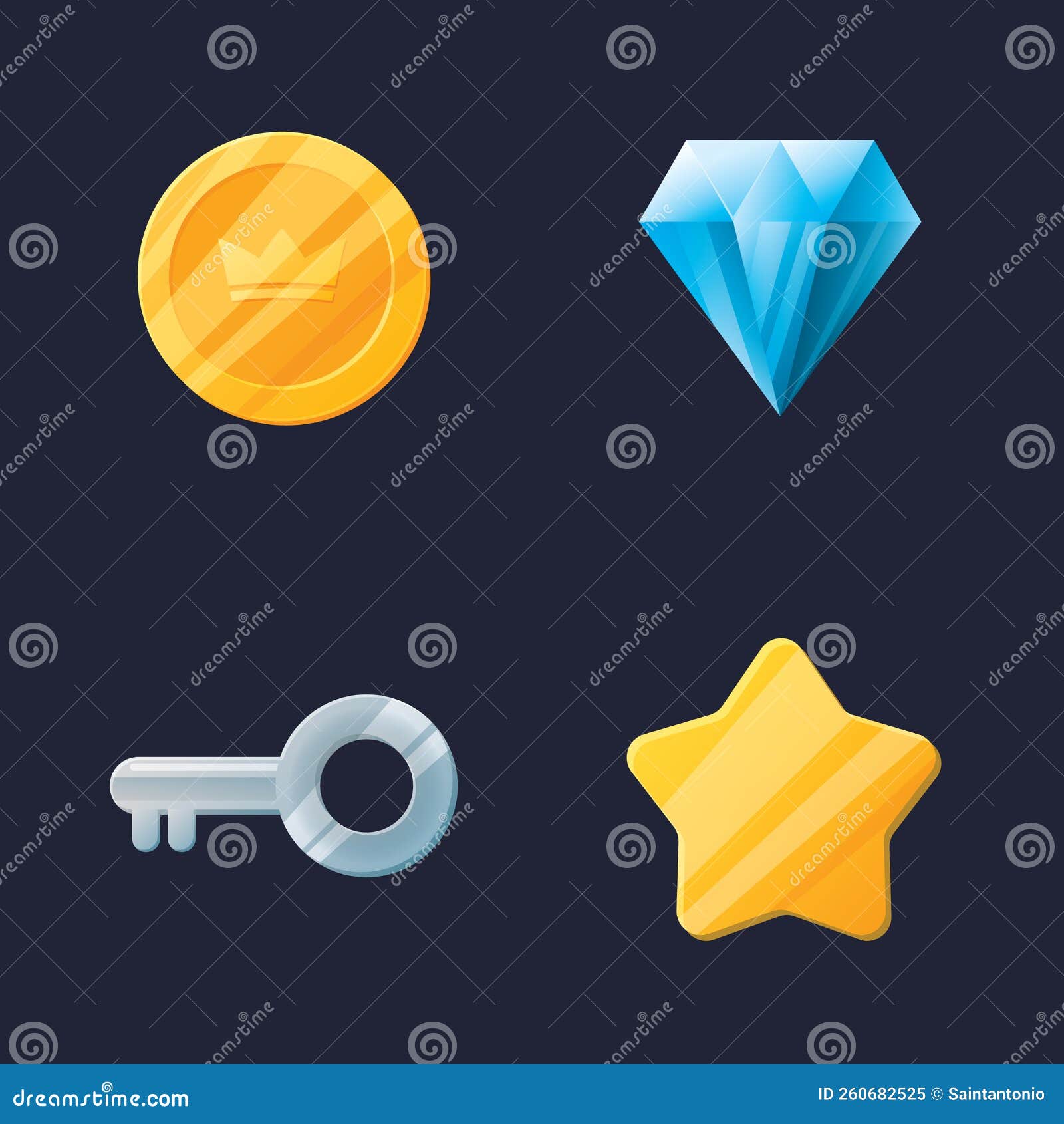 Game UI Assets Set. Gaming User Interface Icons Collection Stock Vector ...