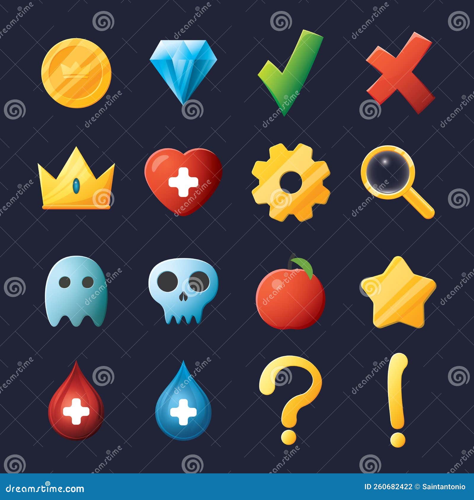 Game UI Assets Set. Gaming User Interface Icons Collection Stock Vector ...