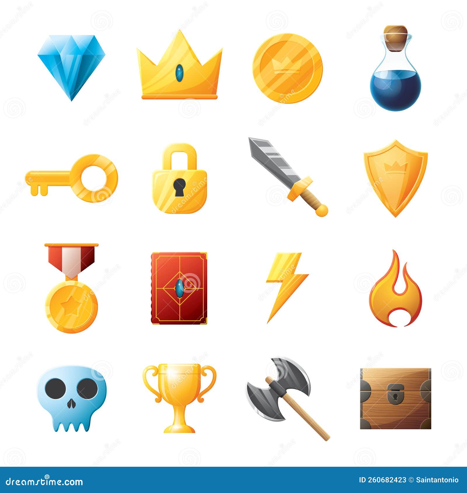 Game UI Assets Set. Gaming User Interface Icons Collection Stock Vector ...