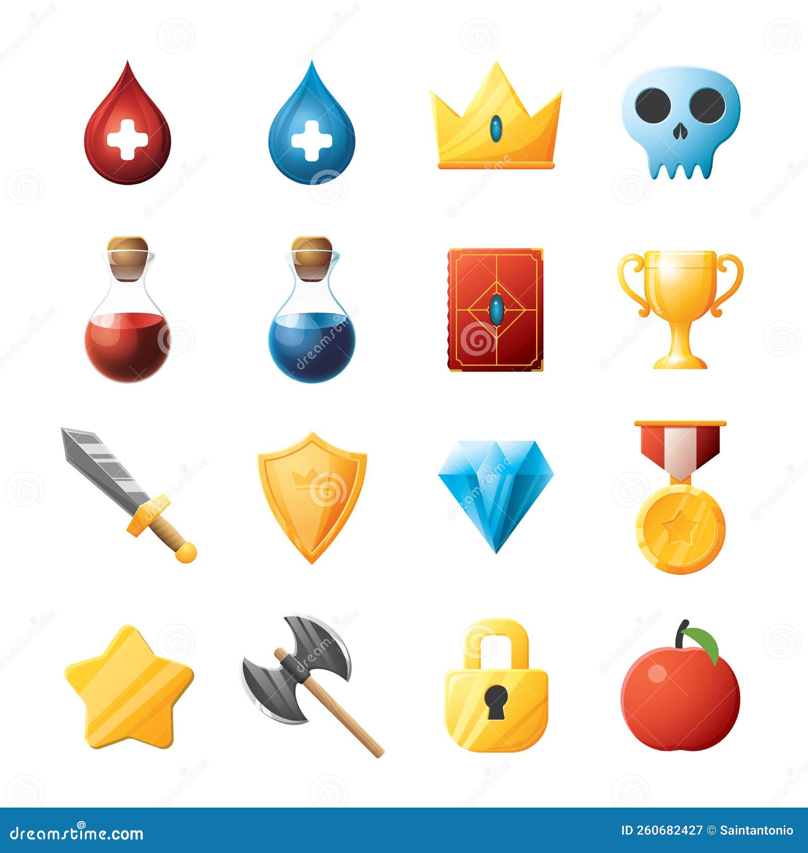 Game UI Assets Set. Gaming User Interface Icons Collection Stock Vector ...