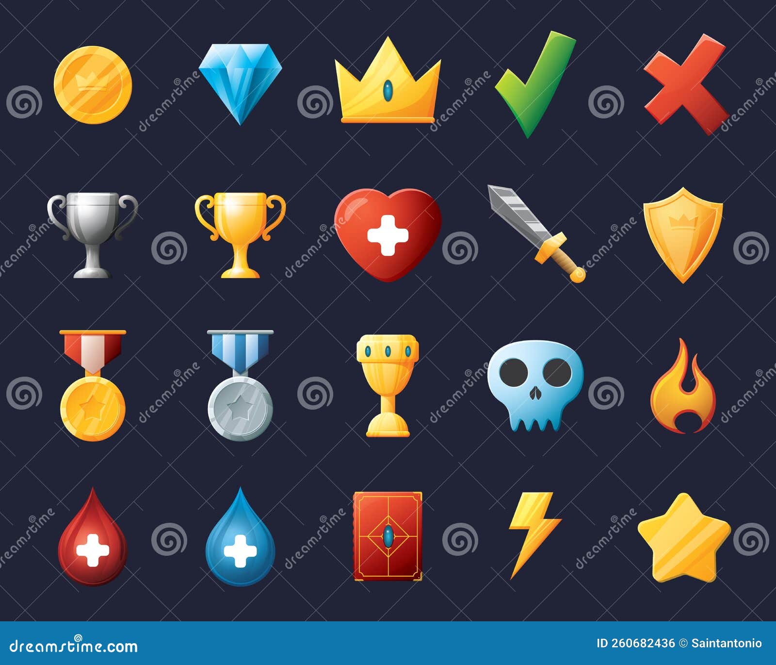 Game UI Assets Set. Gaming User Interface Icons Collection Stock Vector ...