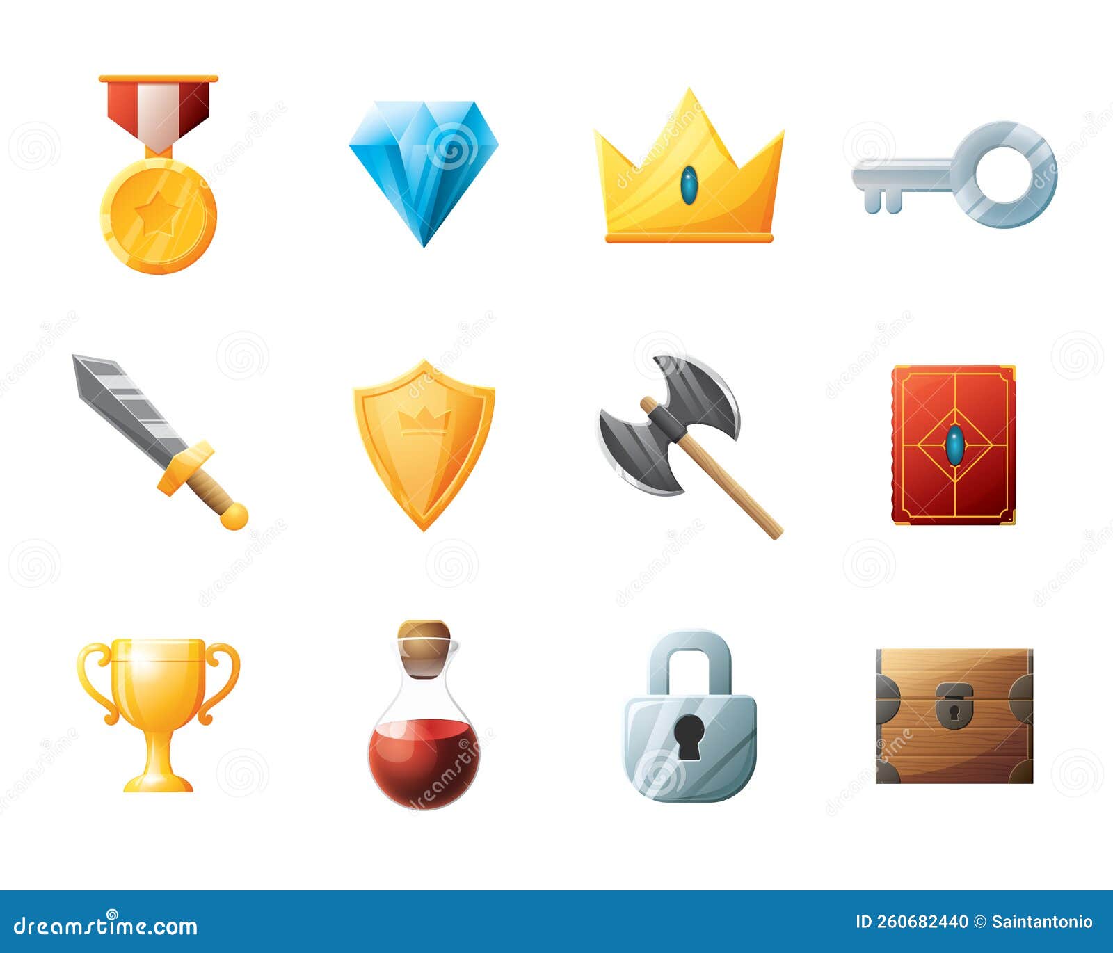 Game UI Assets Set. Gaming User Interface Icons Collection Stock Vector ...