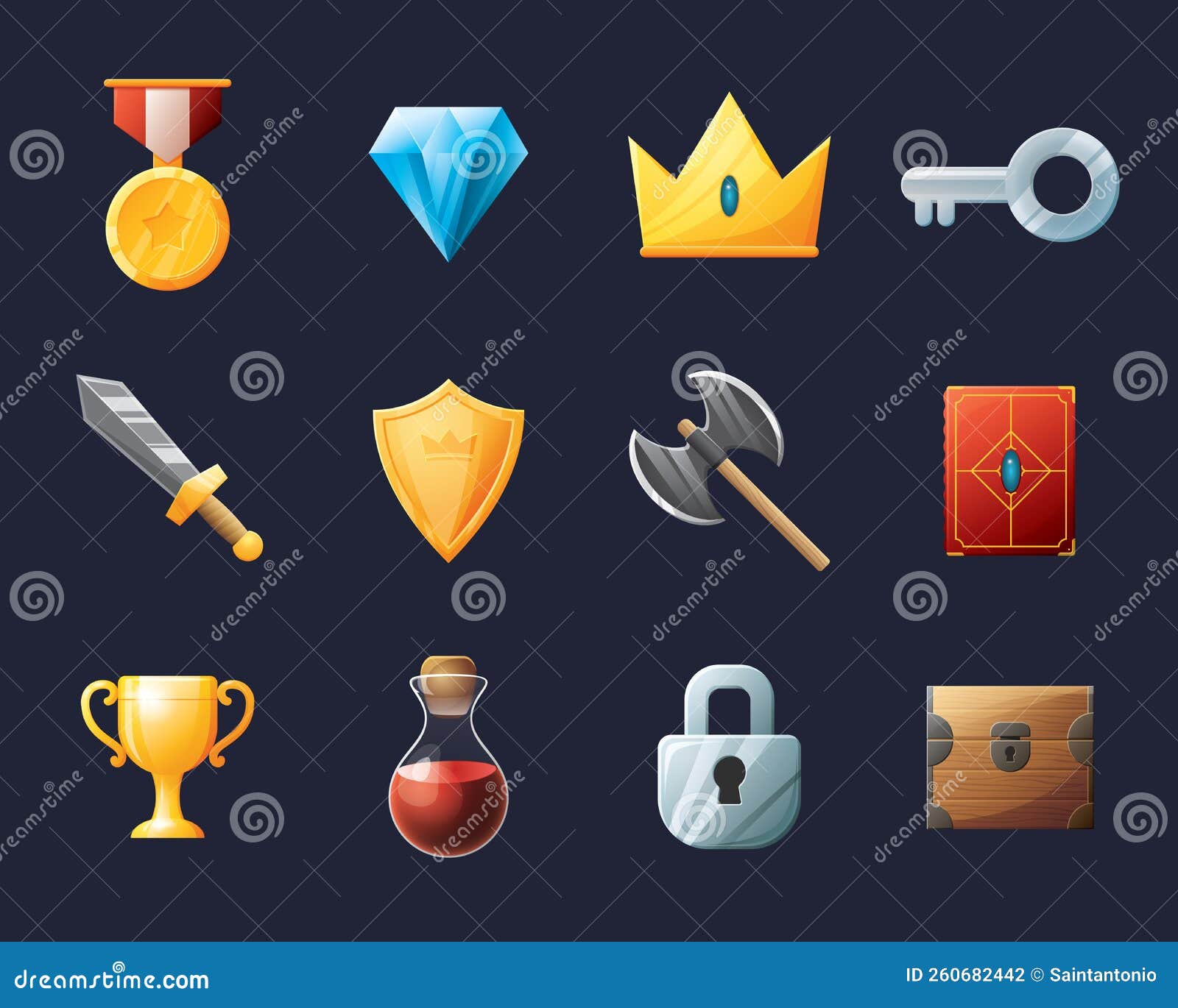 Game UI Assets Set. Gaming User Interface Icons Collection Stock Vector ...